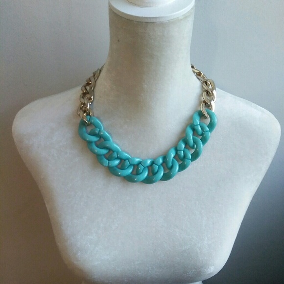 Jewelry | Blue Chunky Curb Chain Link Necklace | Poshmark